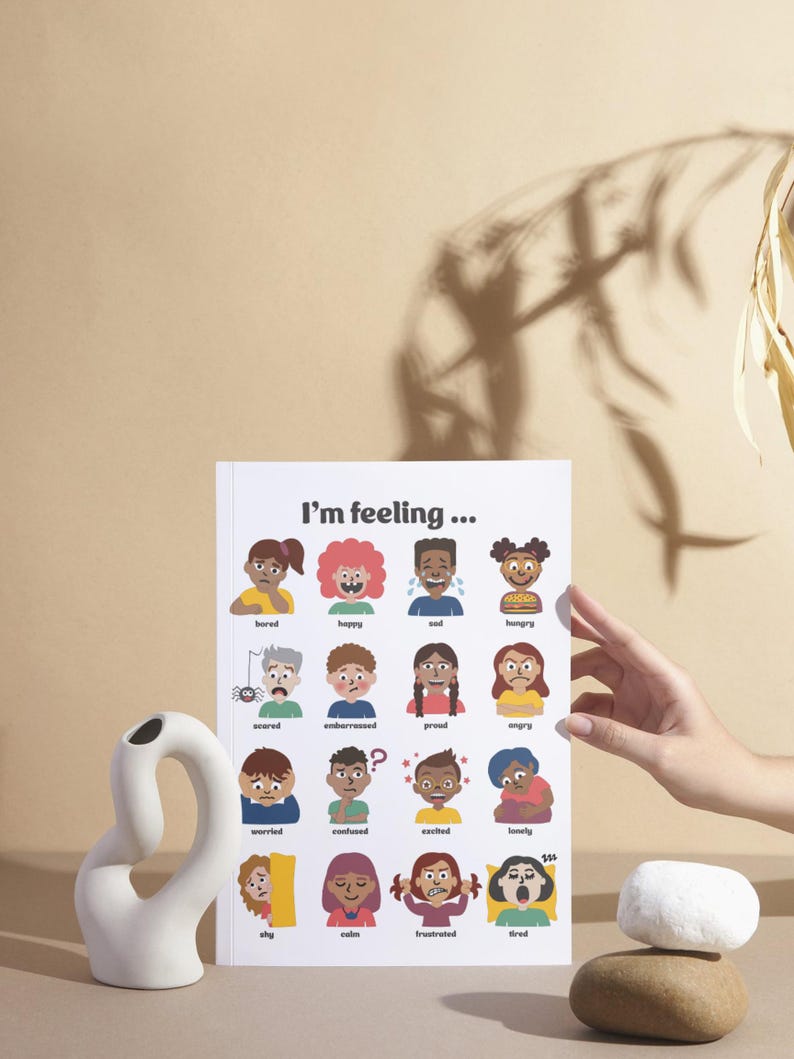 Diverse Kids Feelings Printable Poster 16 Emotions Counselor Resource ...