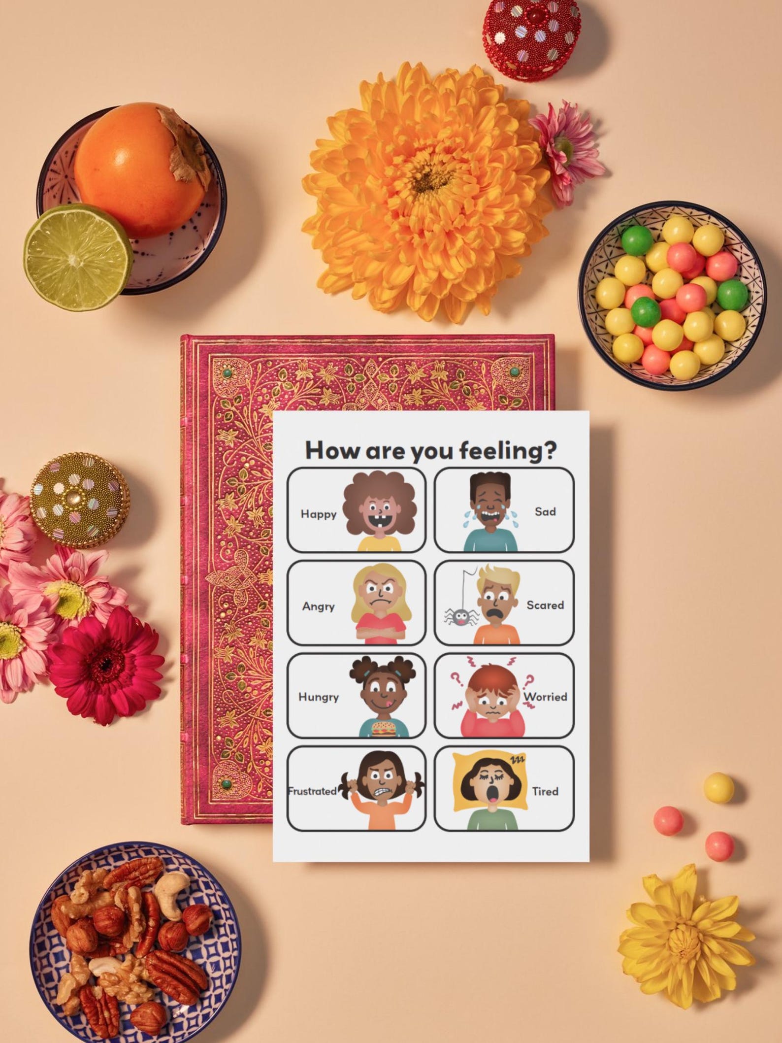 Feelings Poster for Diverse Kids - 8 Emotions White | Classroom Decor ...