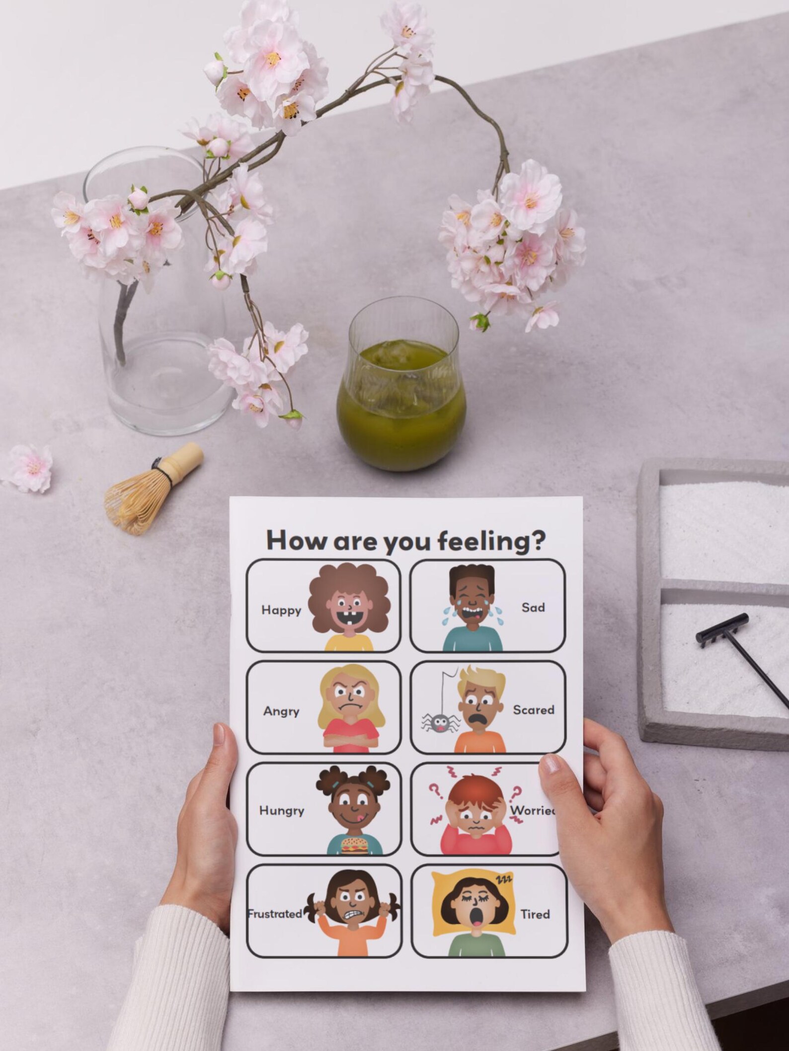 Feelings Chart Printable for Kids - 8 Emotions White | School Counselor ...