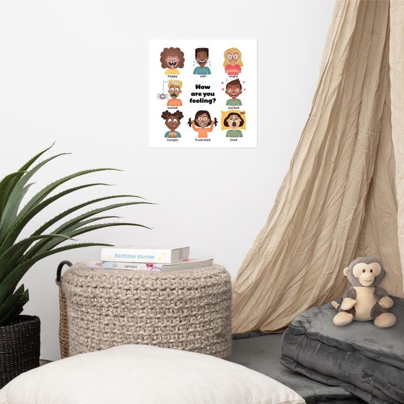 Diverse Kids Feelings Printable Poster - 9 Emotions | Counselor ...