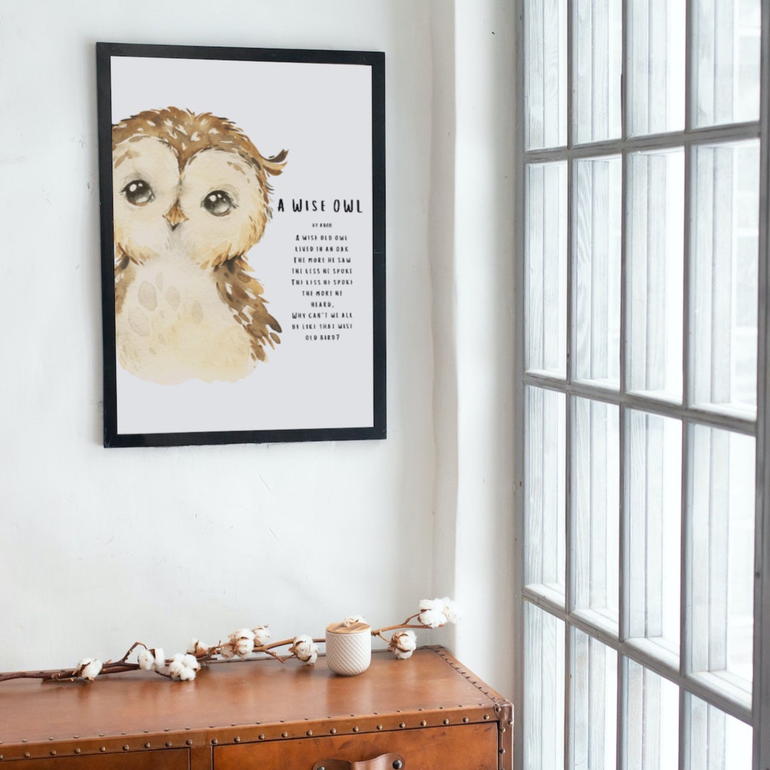 Wise Owl Digital Wall Art Cute Wall Art Home Decoration - Etsy