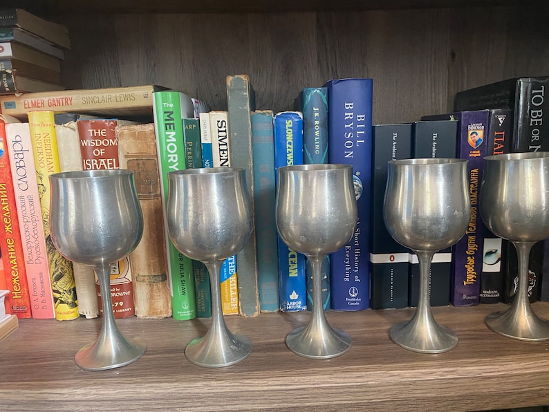 Set of 5 Vintage Metal Tulip Goblets by Royal Selangor Pewter ...