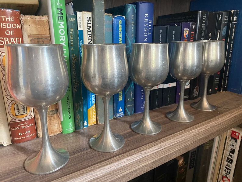 Set of 5 Vintage Metal Tulip Goblets by Royal Selangor Pewter ...