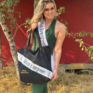 Custom Pageant Sash Replica Tote Bag, Pageant Bag, Pageant Tote Bag ...