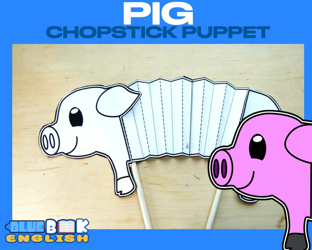 Porky Pig Chopstick Puppet Craft, Farm Animal (4 Pages) - Etsy