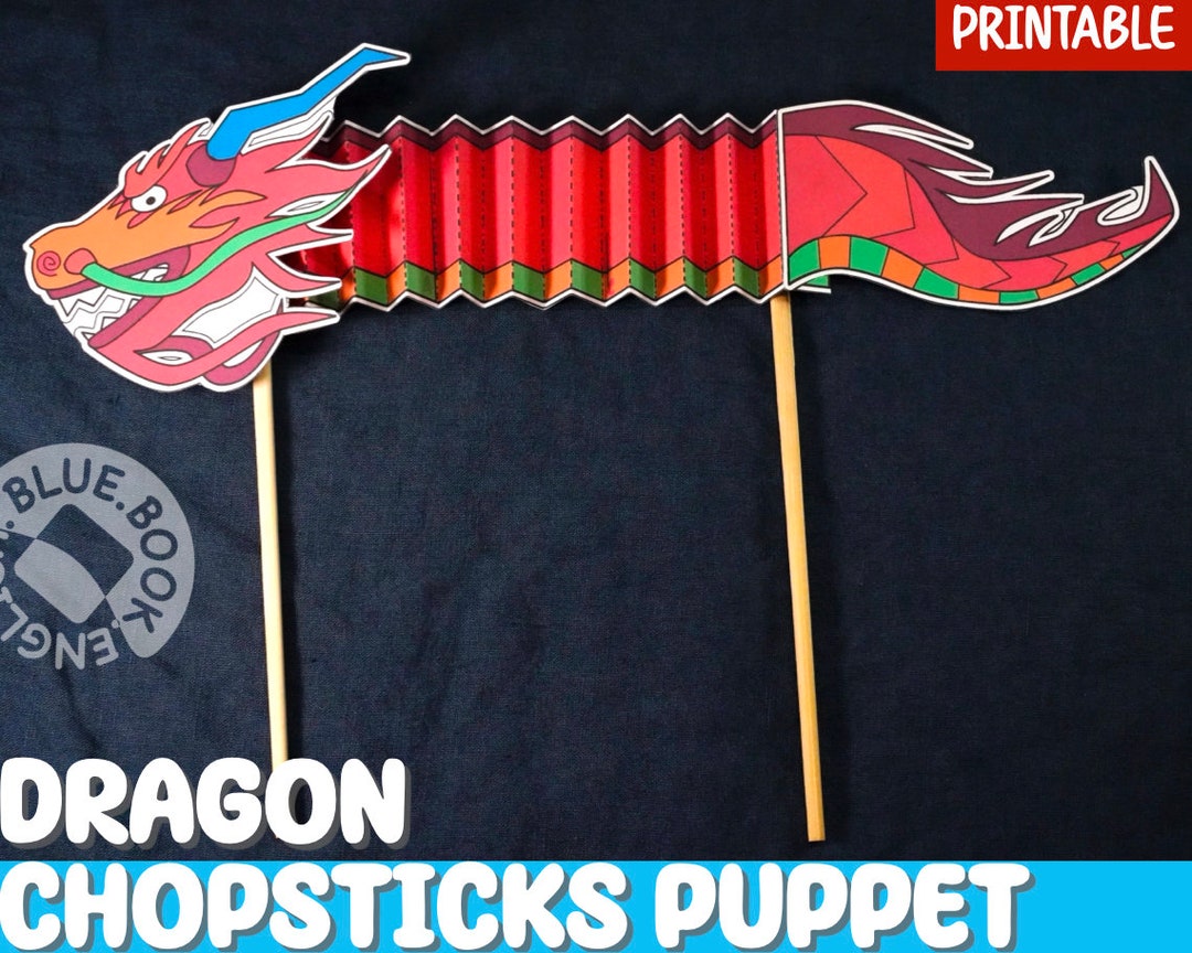 Dragon Chopstick Puppet Craft, Chinese Zodiac, Chinese New Year 2024, 2 ...