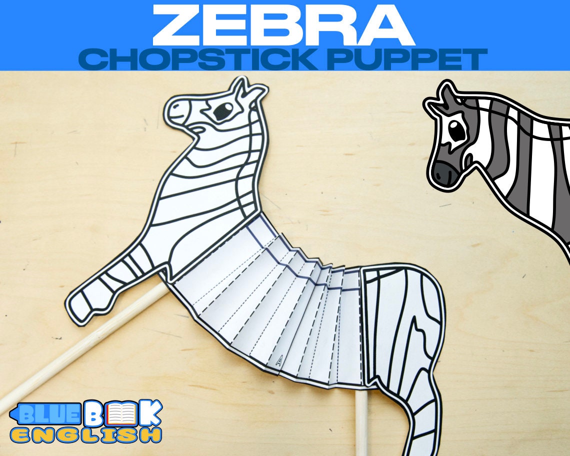 Zebra Chopstick Puppet Craft, African Animal Safari (4 Pages) - Etsy
