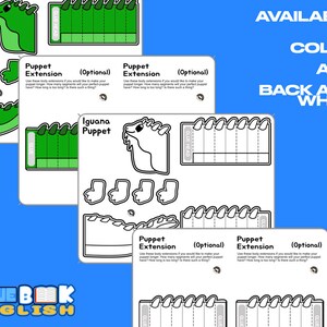 Iguana Chopstick Puppet Craft, Reptile Animal (4 Pages) - Etsy