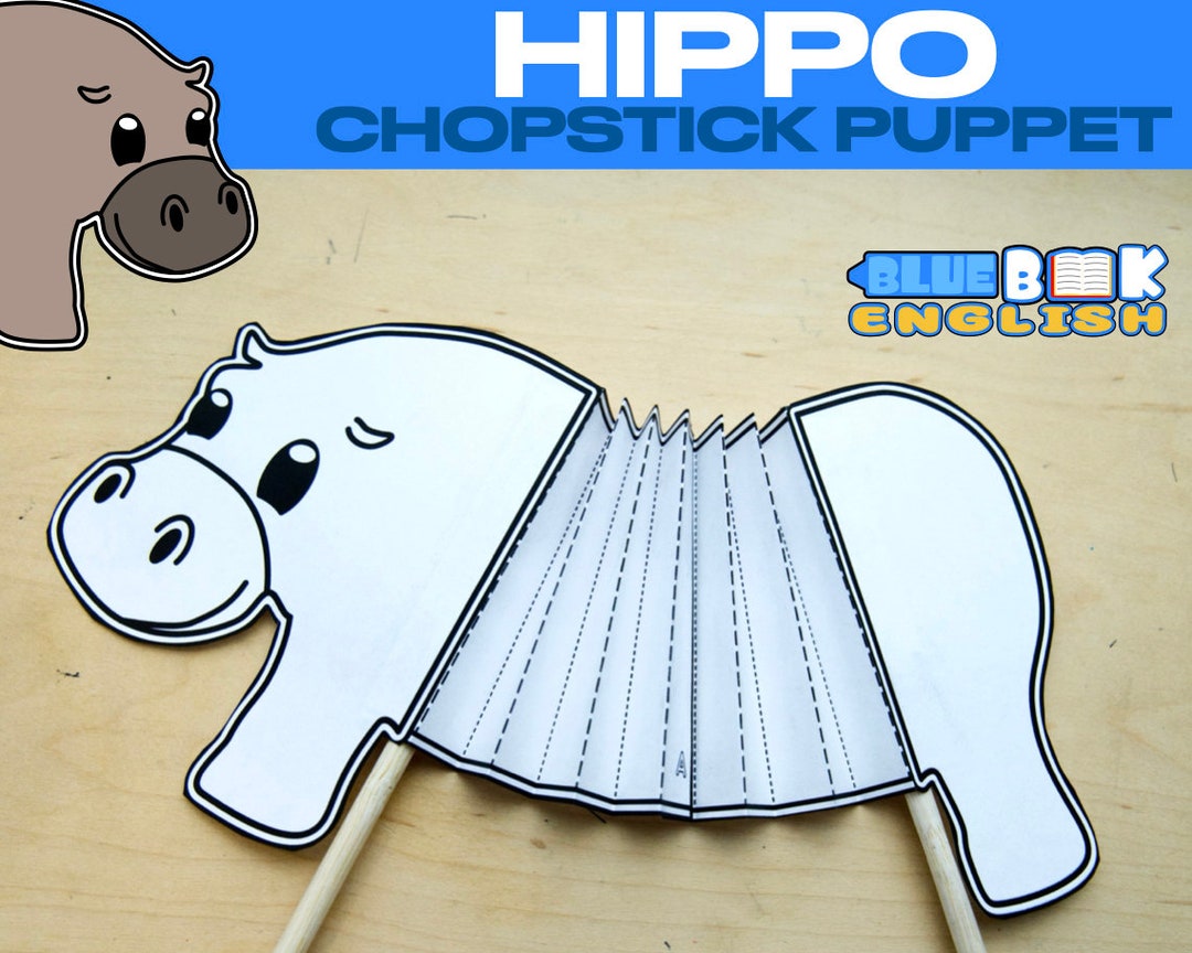 Hungary Hippo Chopstick Puppet Craft, Safari Animal (4 Pages) - Etsy