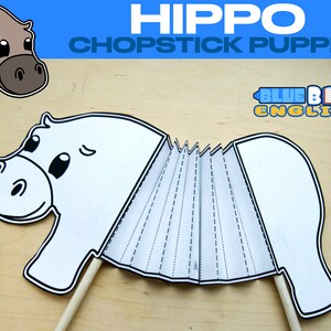 Hungary Hippo Chopstick Puppet Craft, Safari Animal (4 Pages) - Etsy