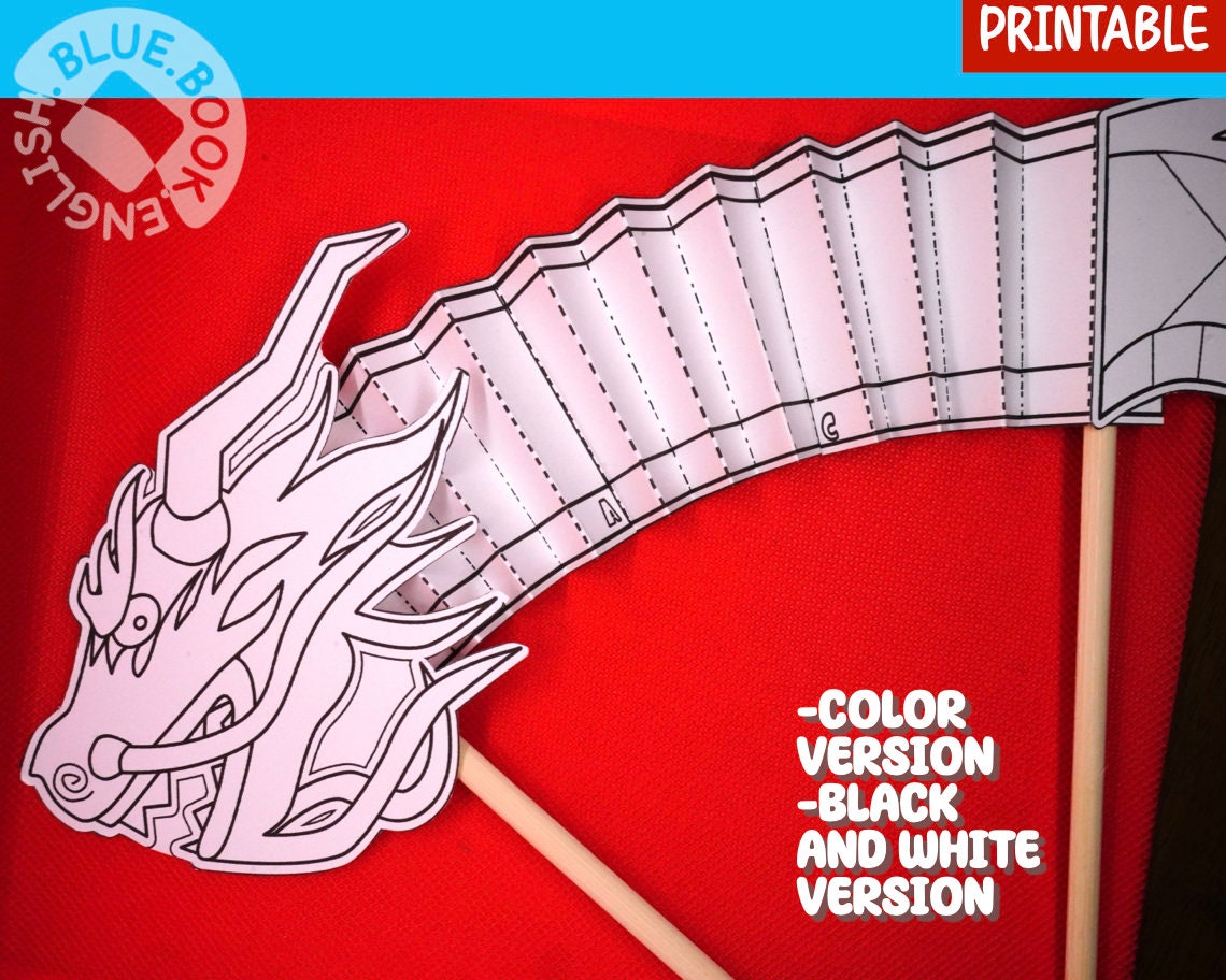 Dragon Chopstick Puppet Craft | Dragon Boat Festival Craft | 2 Pgs - Etsy