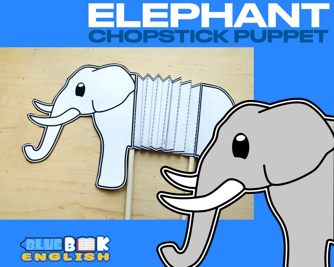 Excited Elephant Chopstick Puppet Craft, Safari Animal (4 Pages) - Etsy