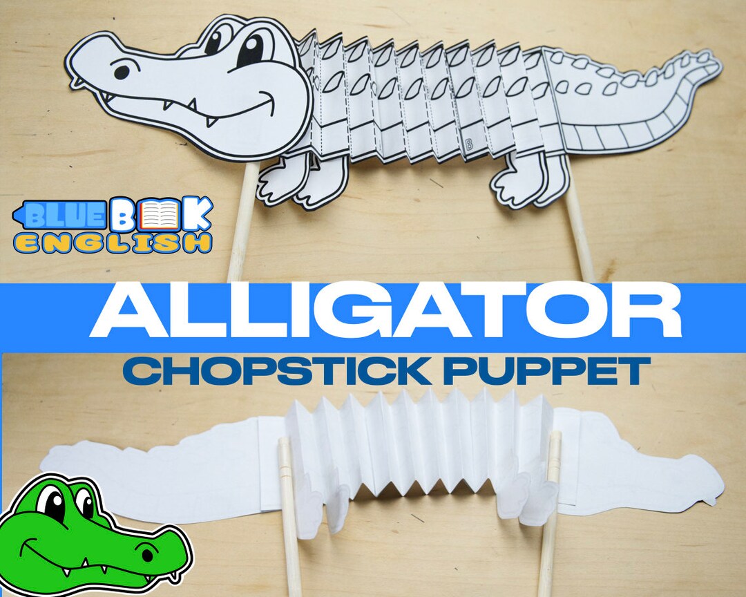 NEW! Alligator Chopstick Puppet Craft, Crocodile (4 Pages) - Etsy