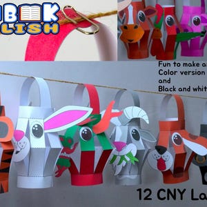 12 Chinese Zodiac Lanterns Craft Activity Chinese New Year CNY Coloring ...