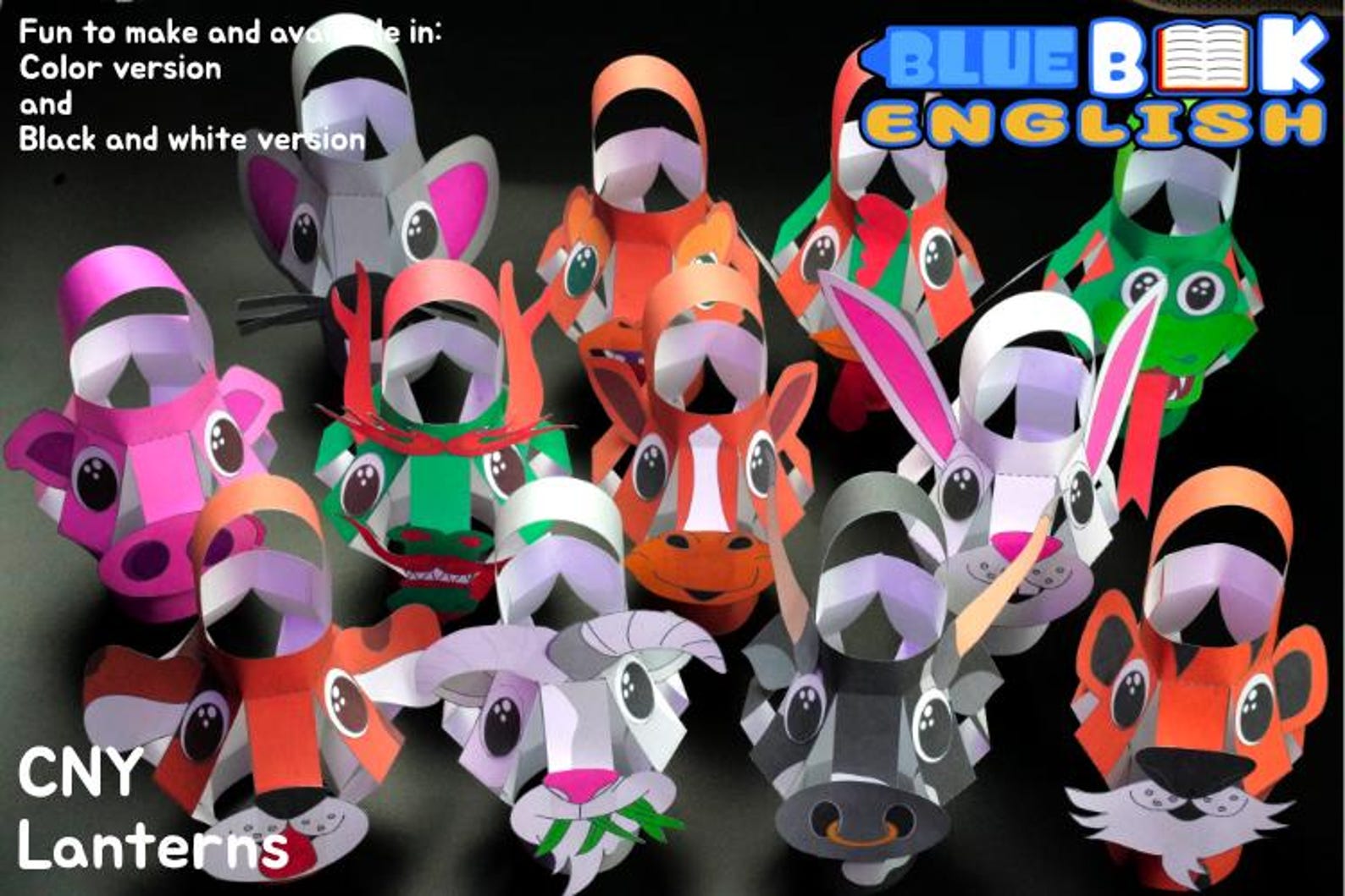 12 Chinese Zodiac Lanterns Craft Activity Chinese New Year CNY Coloring ...