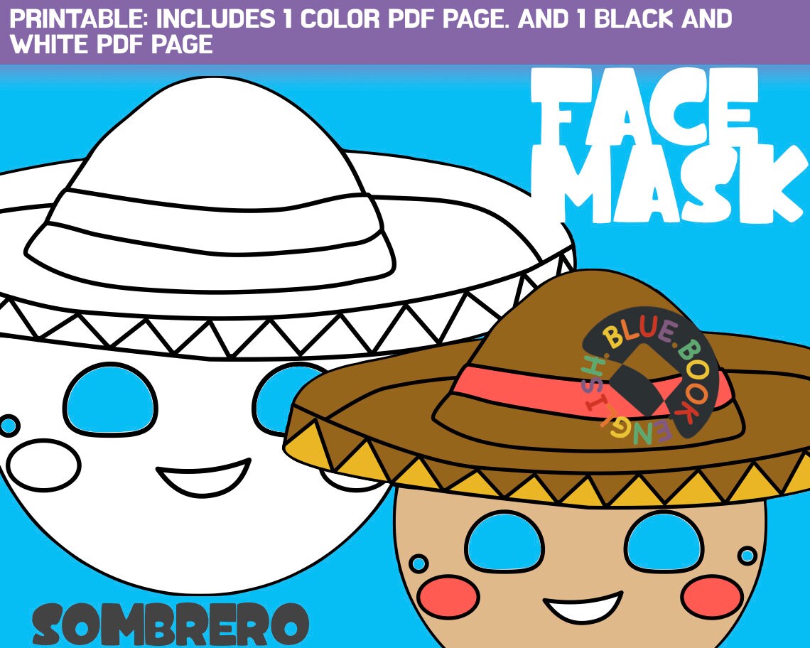 Llama Piñata, Sombrero Mask Craft Activity Cinco De Mayo Coloring ...