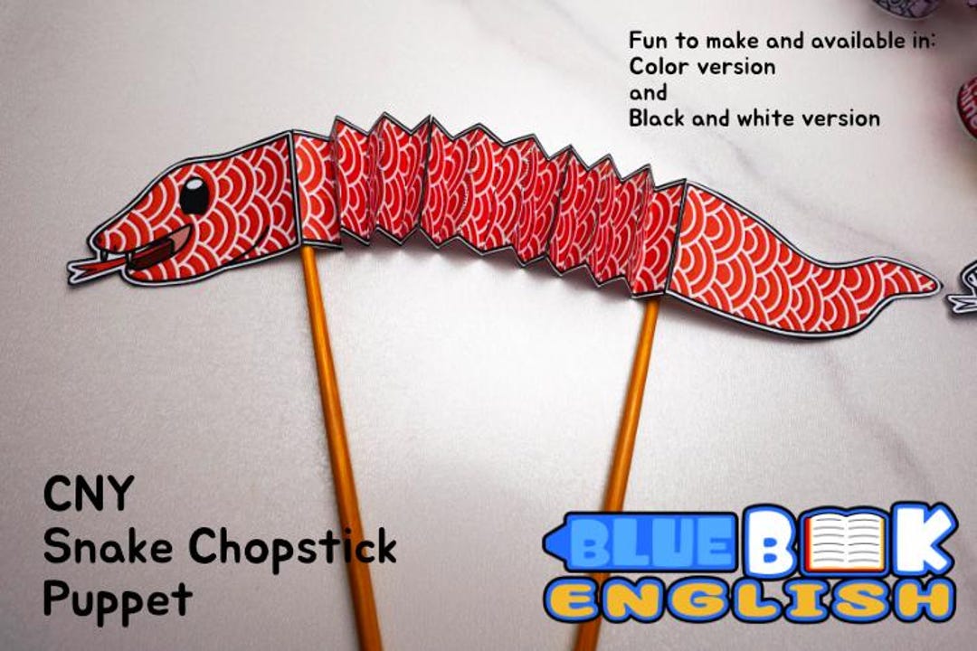 Chinese New Year Snake Chopstick Puppet Craft, Printable Paper Snake ...