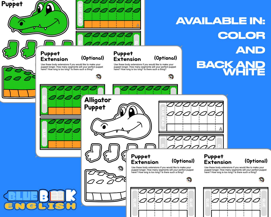 NEW! Alligator Chopstick Puppet Craft, Crocodile (4 Pages) - Etsy