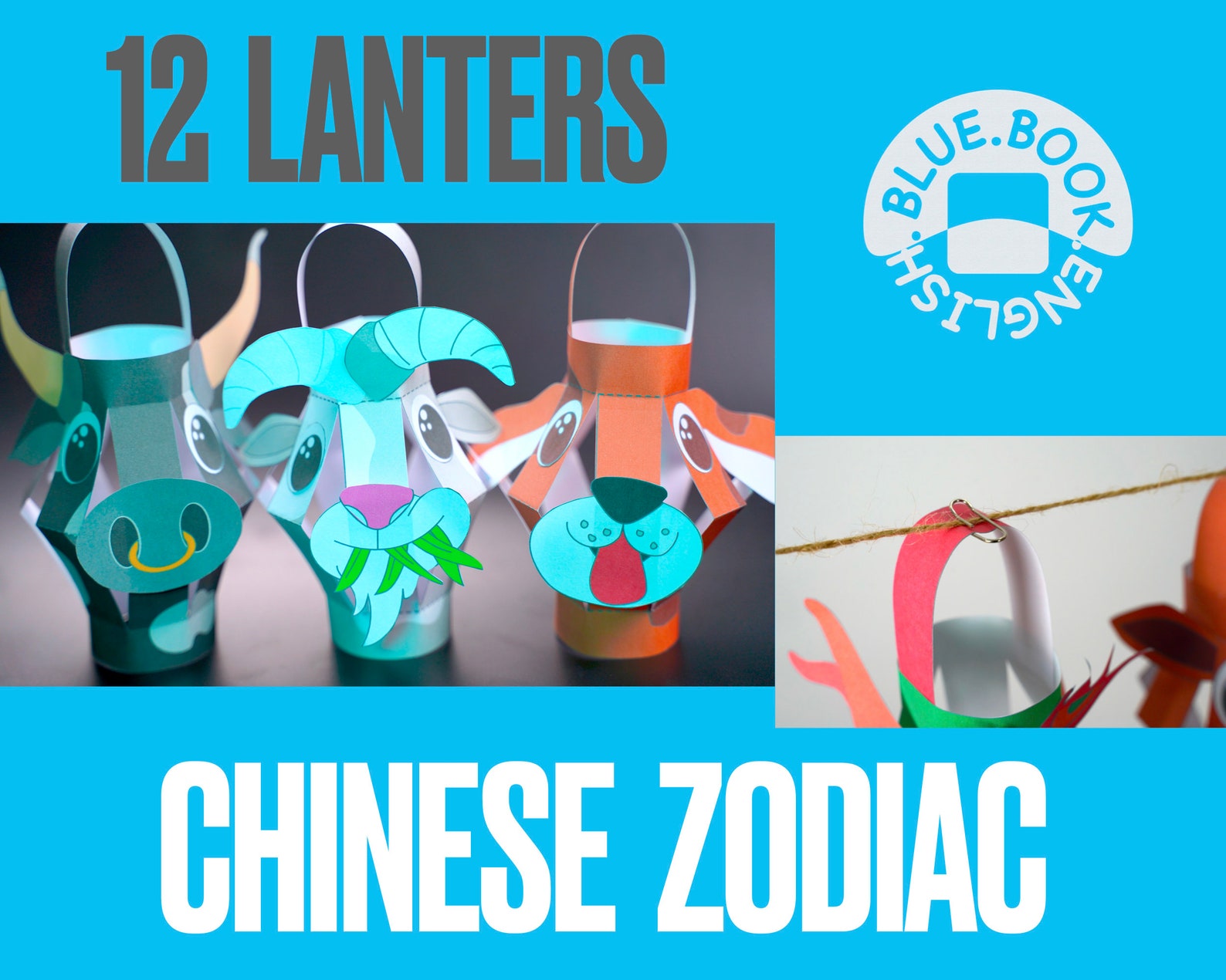 12 Chinese Zodiac Lanterns Craft Activity Chinese New Year CNY Coloring ...