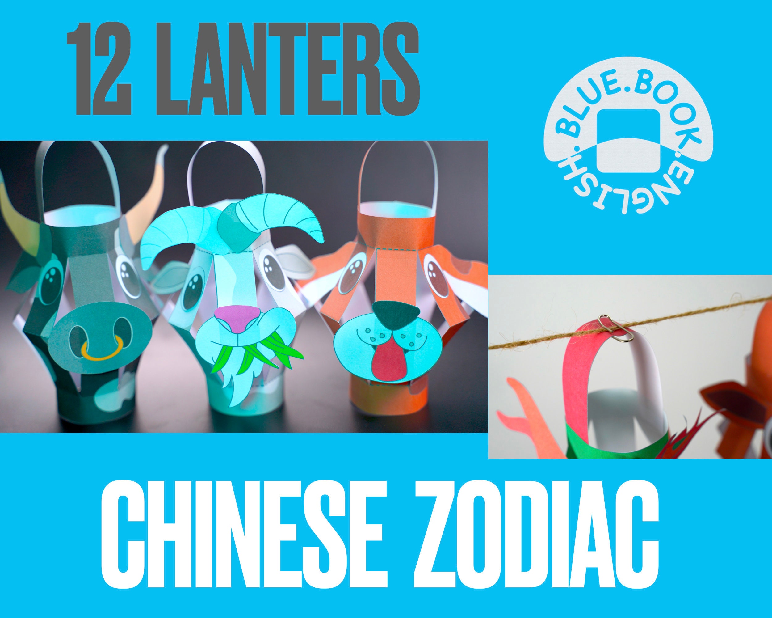 12 Chinese Zodiac Lanterns Craft Activity Chinese New Year CNY Coloring ...
