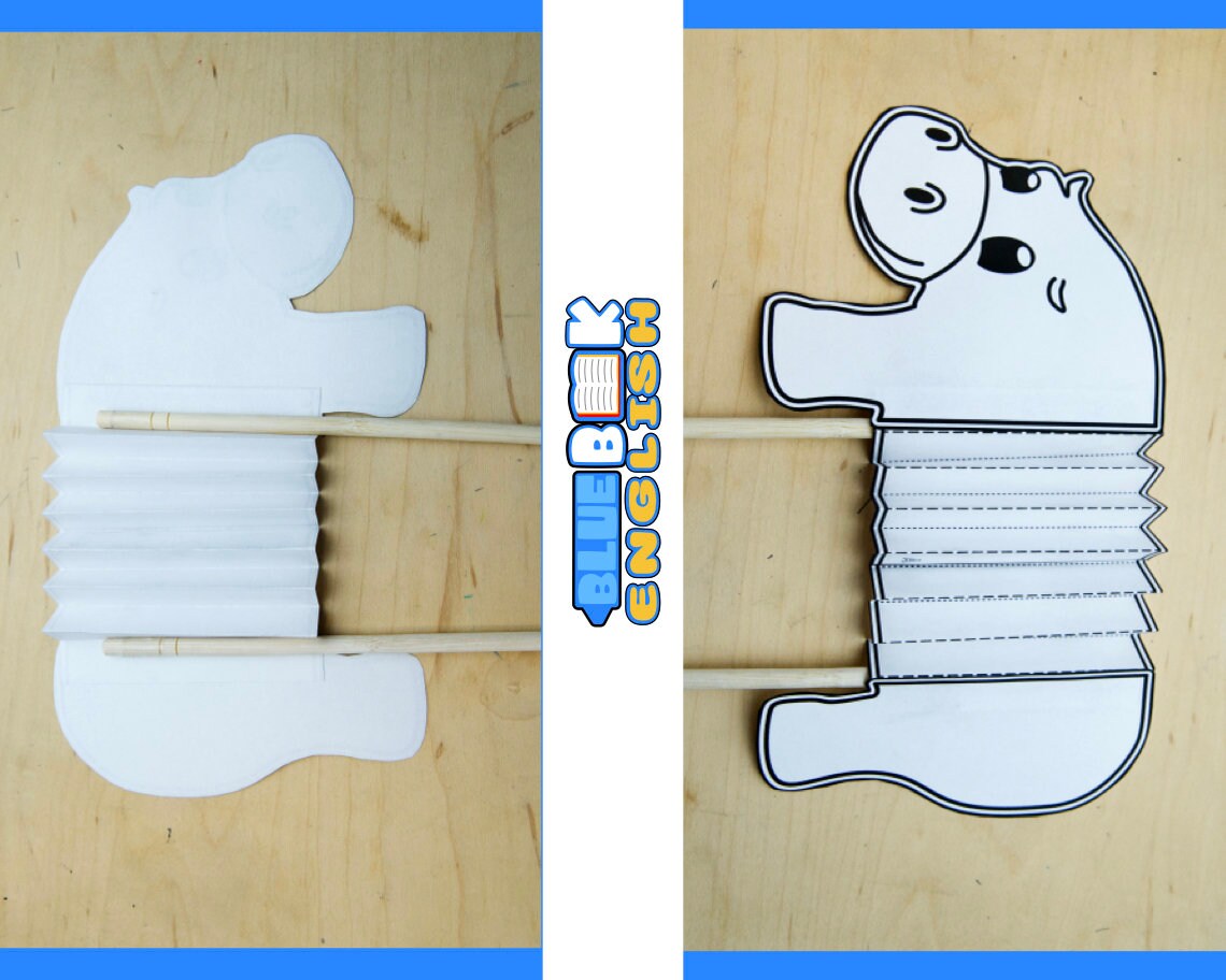 Hungary Hippo Chopstick Puppet Craft, Safari Animal (4 Pages) - Etsy