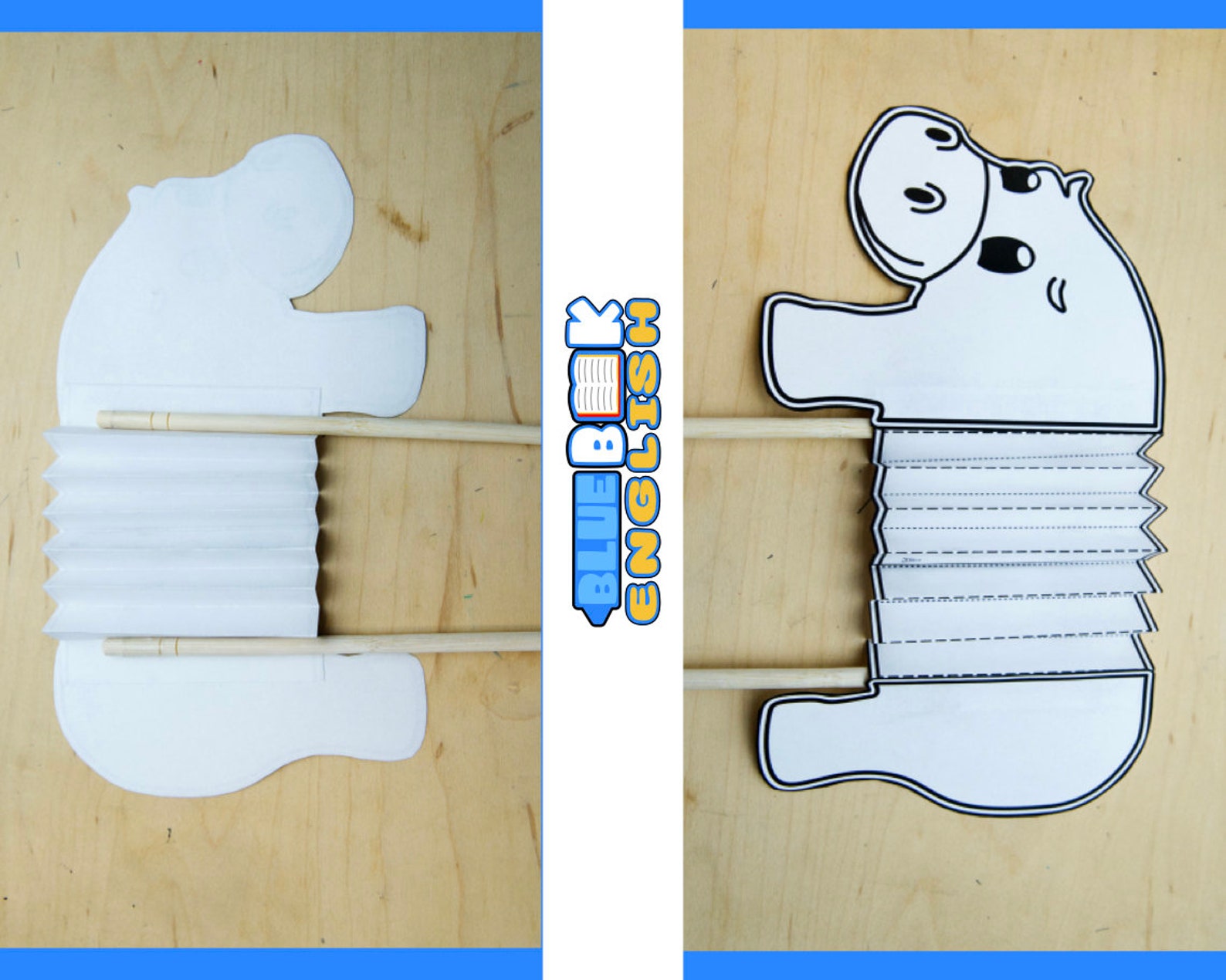 Hungary Hippo Chopstick Puppet Craft, Safari Animal (4 Pages) - Etsy