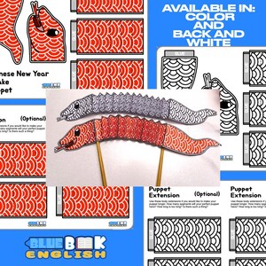 Chinese New Year Snake Chopstick Puppet Craft, Printable Paper Snake ...