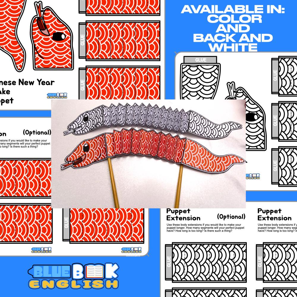 Chinese New Year Snake Chopstick Puppet Craft, Printable Paper Snake ...