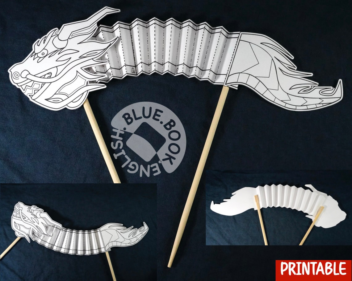 Dragon Chopstick Puppet Craft, Chinese Zodiac, Chinese New Year 2024, 2 ...
