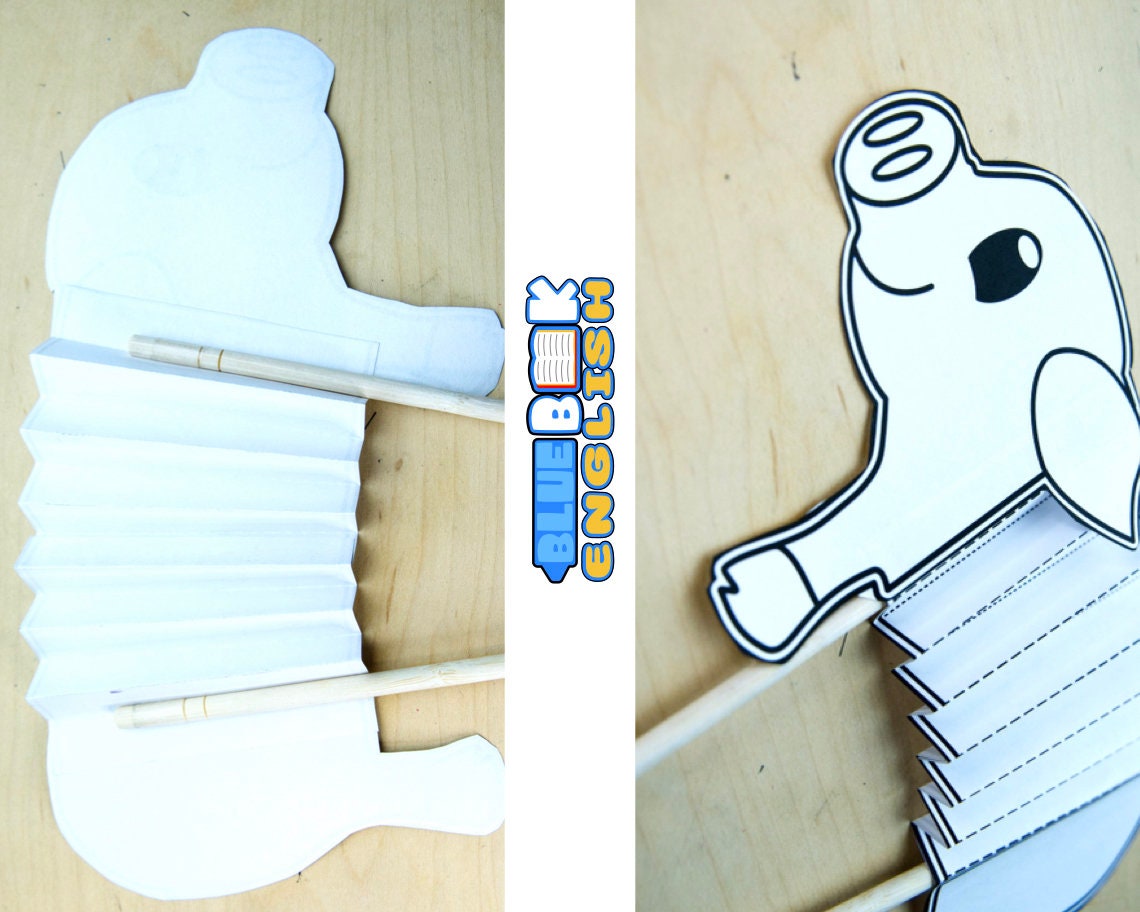 Porky Pig Chopstick Puppet Craft, Farm Animal (4 Pages) - Etsy