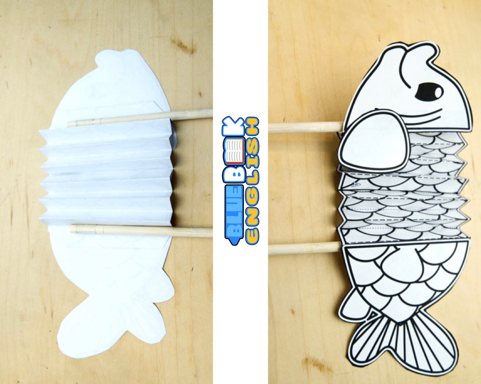 Friendly Fish Chopstick Puppet Craft, Ocean Animal (4 Pages) - Etsy