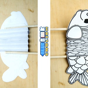 Friendly Fish Chopstick Puppet Craft, Ocean Animal (4 Pages) - Etsy