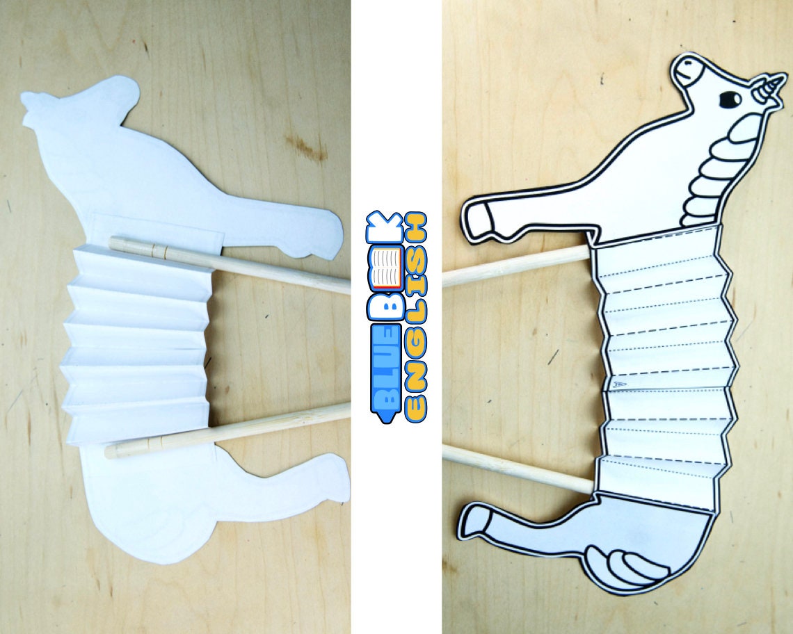 Unicorn Chopstick Puppet Craft, Fairy Tail Animal (4 Pages) - Etsy Canada