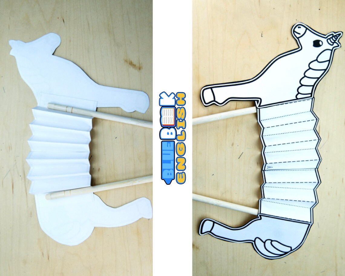 Unicorn Chopstick Puppet Craft, Fairy Tail Animal (4 Pages) - Etsy UK