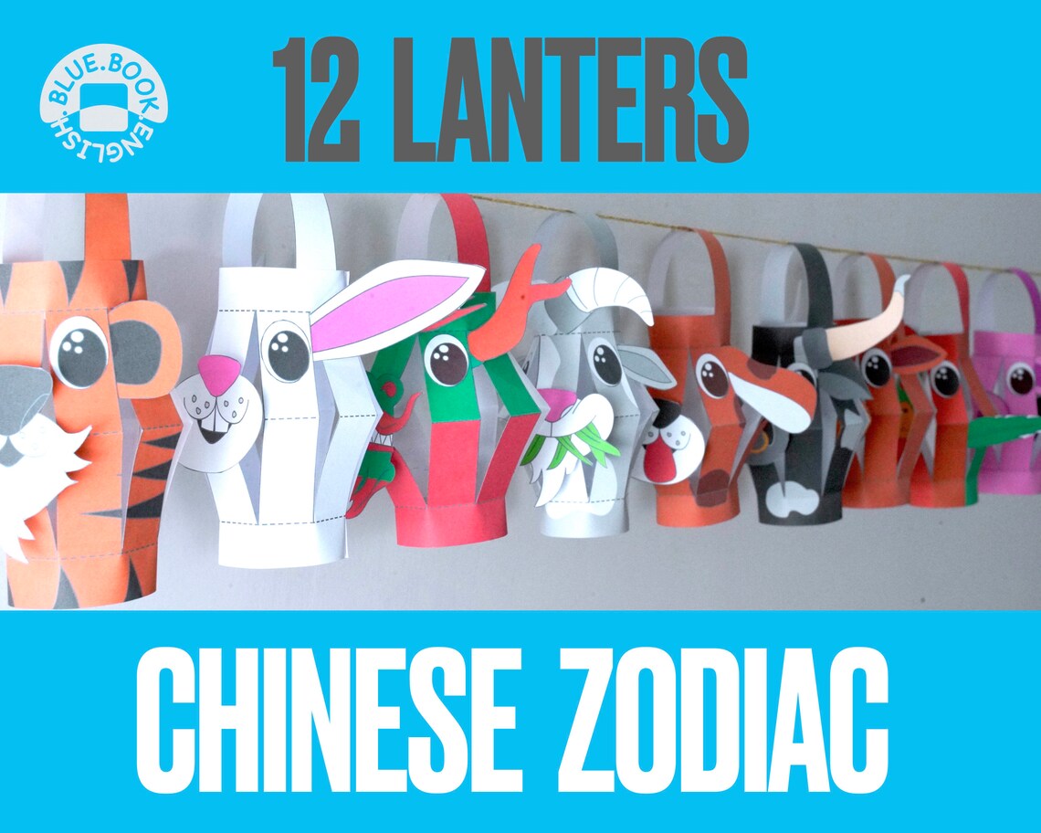 12 Chinese Zodiac Lanterns Craft Activity Chinese New Year CNY Coloring ...