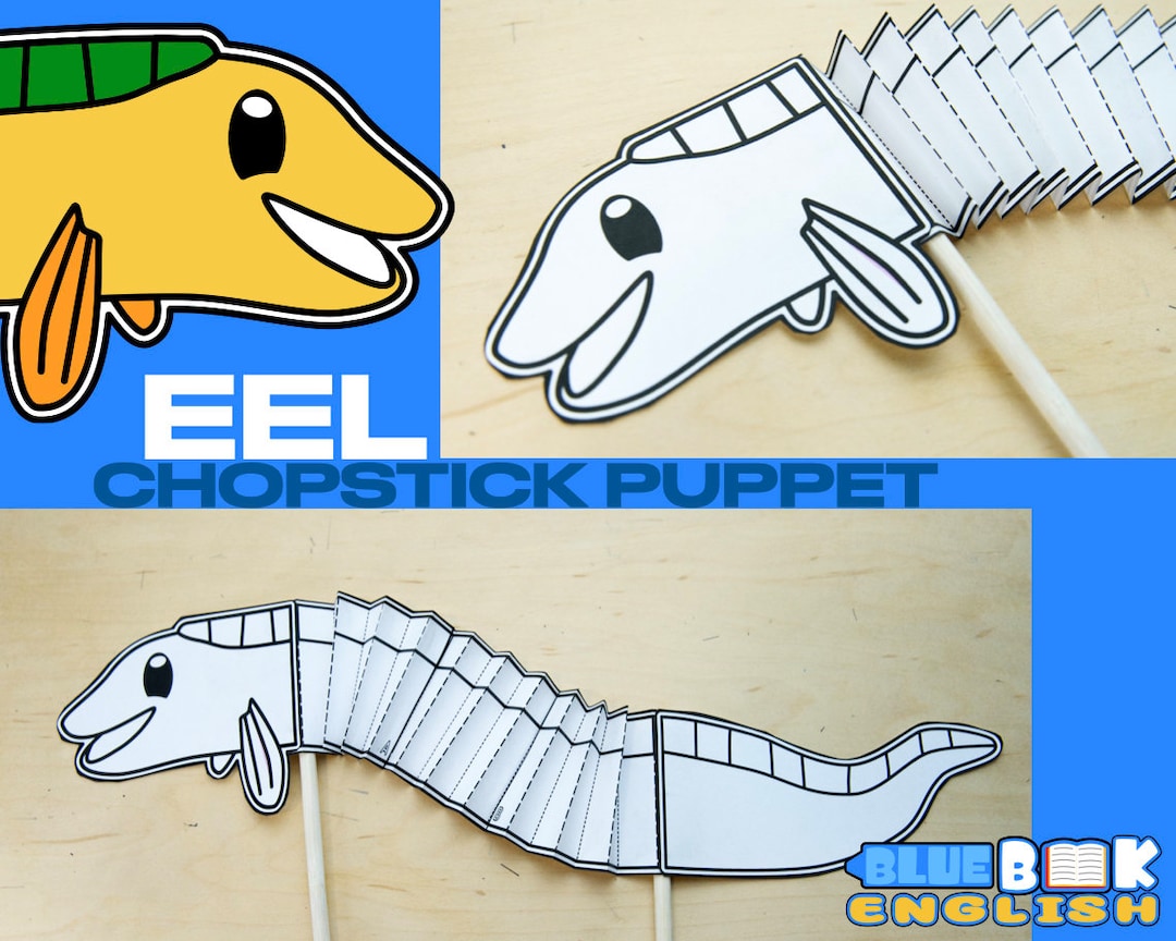 Eel Chopstick Puppet Craft, Sea Snake (4 Pages) - Etsy
