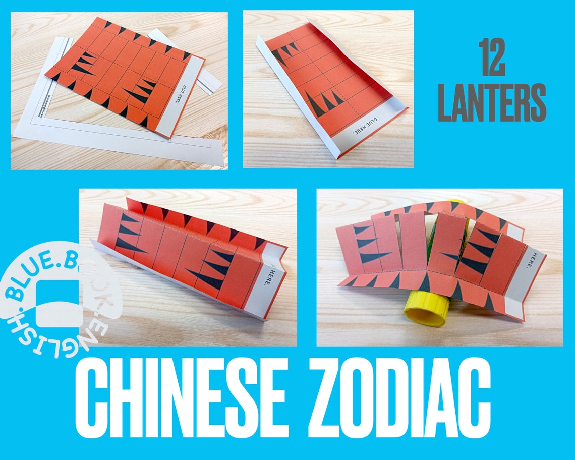 12 Chinese Zodiac Lanterns Craft Activity Chinese New Year CNY Coloring ...