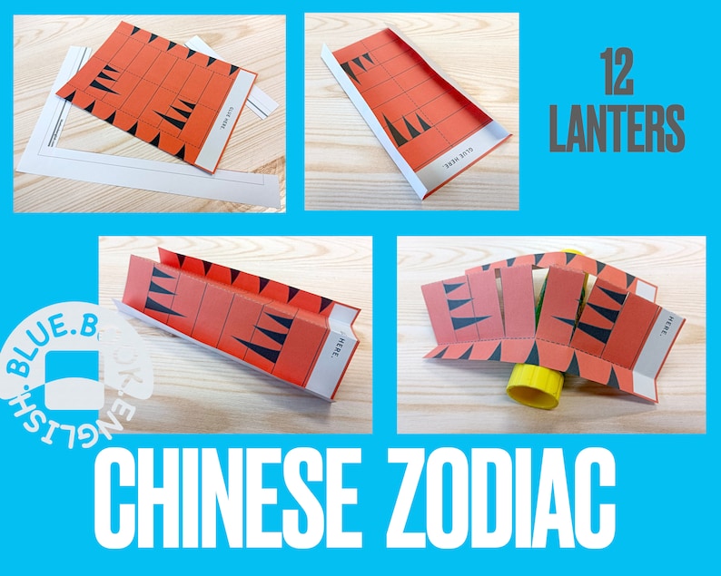12 Chinese Zodiac Lanterns Craft Activity Chinese New Year CNY Coloring ...