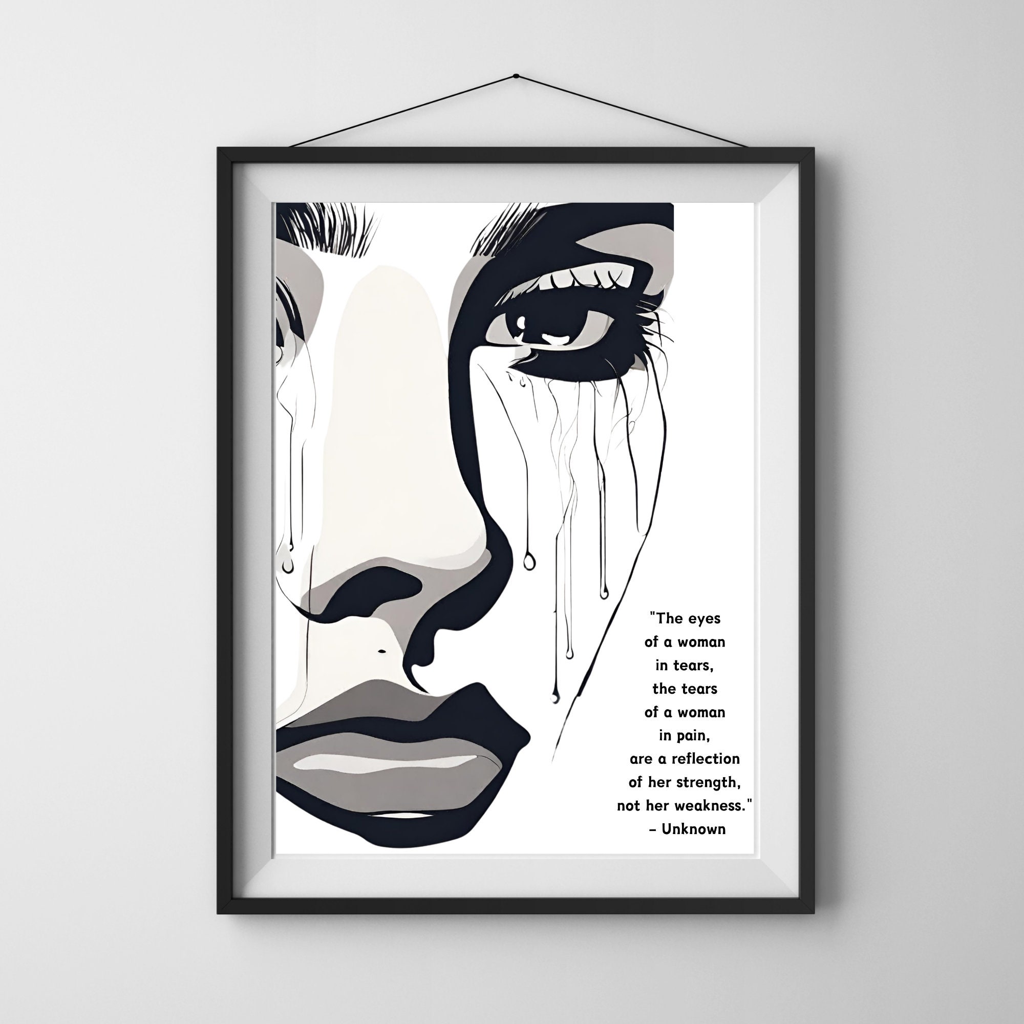 Crying Wall Art, Minimalist Wall Art, Abstract Woman Wall Art, Fine ...