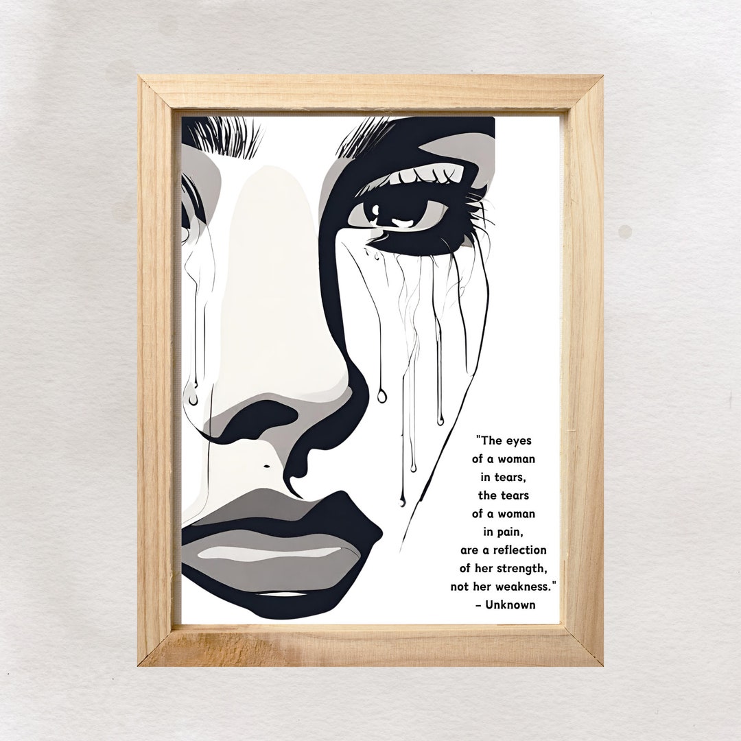 Crying Wall Art, Minimalist Wall Art, Abstract Woman Wall Art, Fine ...