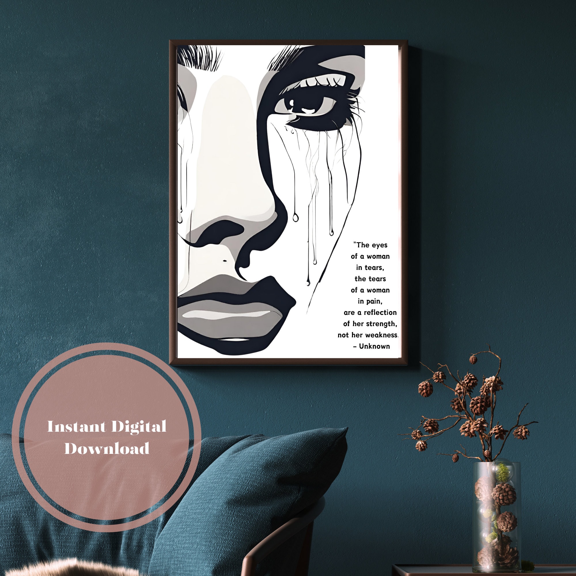 Crying Wall Art, Minimalist Wall Art, Abstract Woman Wall Art, Fine ...
