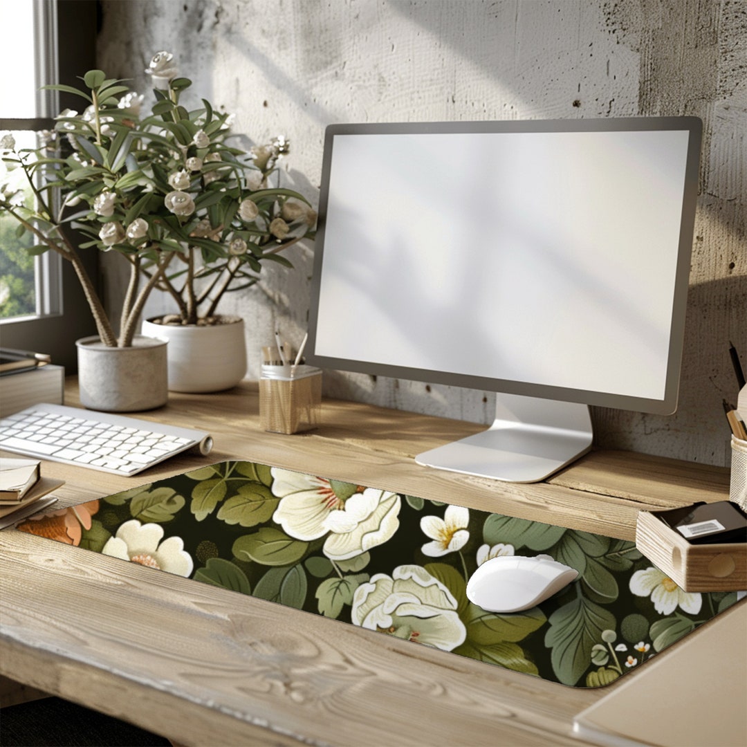 Desk Mat With Floral for Office Decor Workspace Essential Deskmat ...