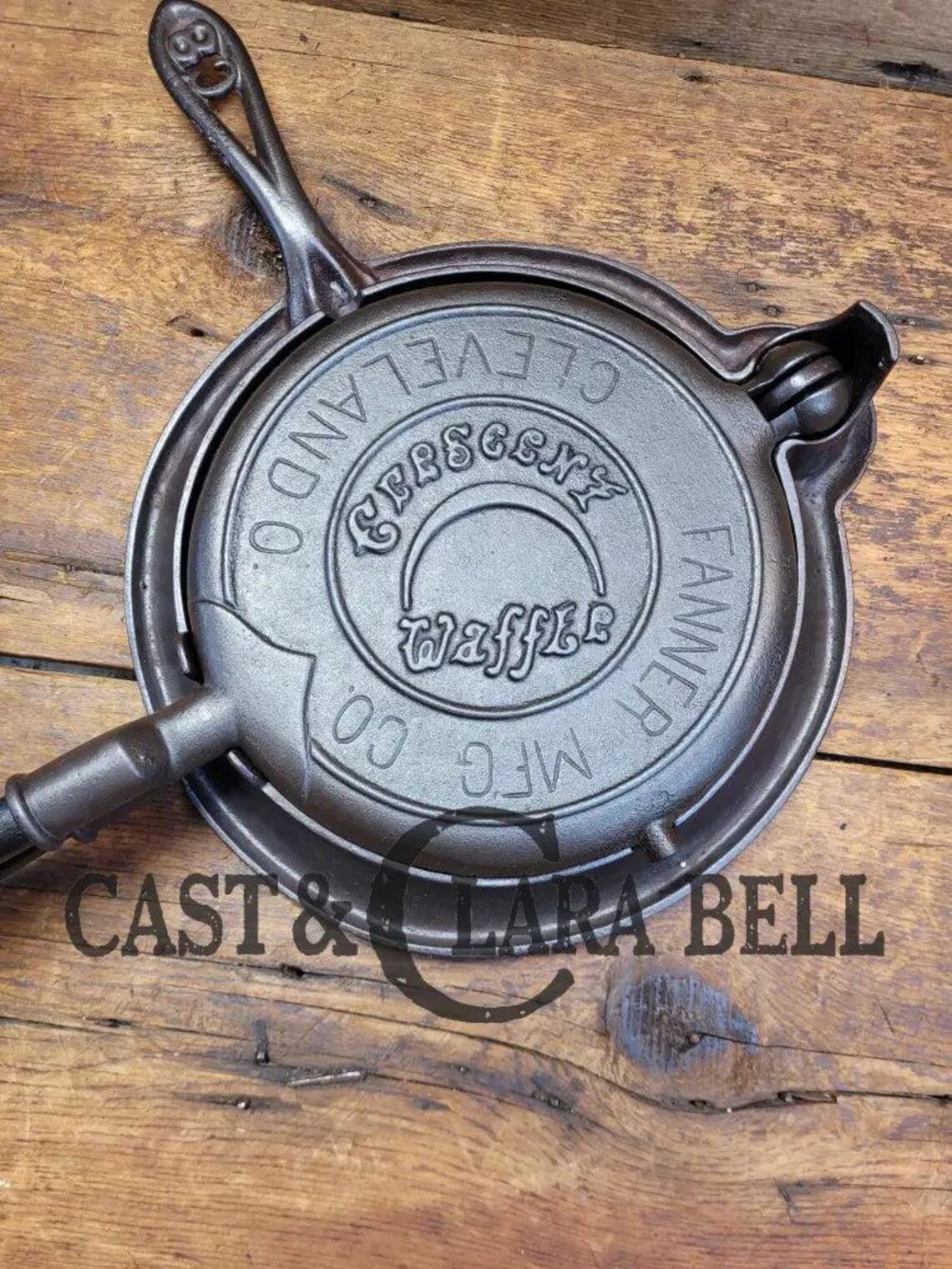 VERY Cool! Early 1900's Fanner Mfg Co, No. 8 Crescent Cast Iron Waffle ...