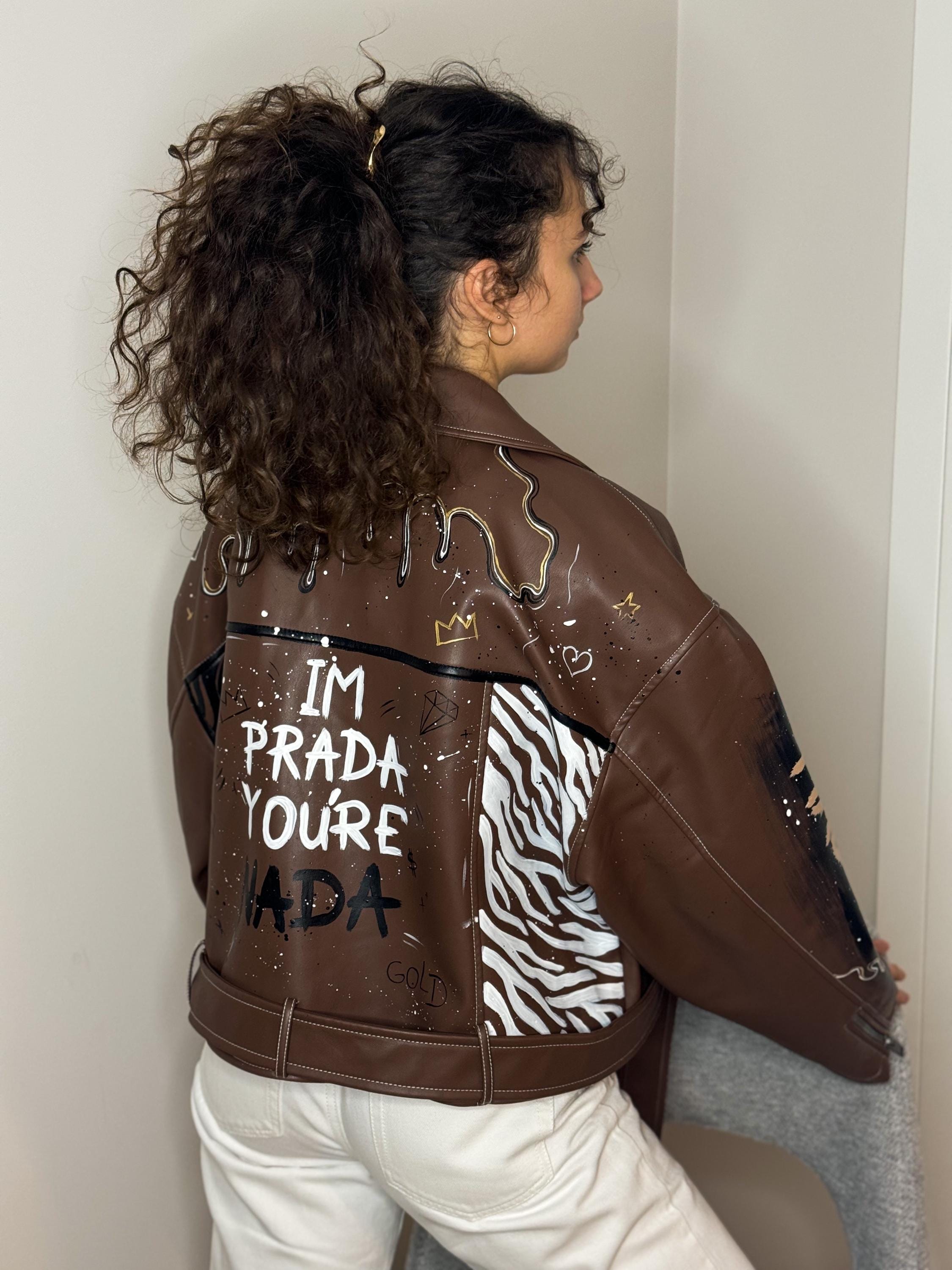 Hand Painted Leather Brown Custom Jacket / Custom Painted Jacket ...