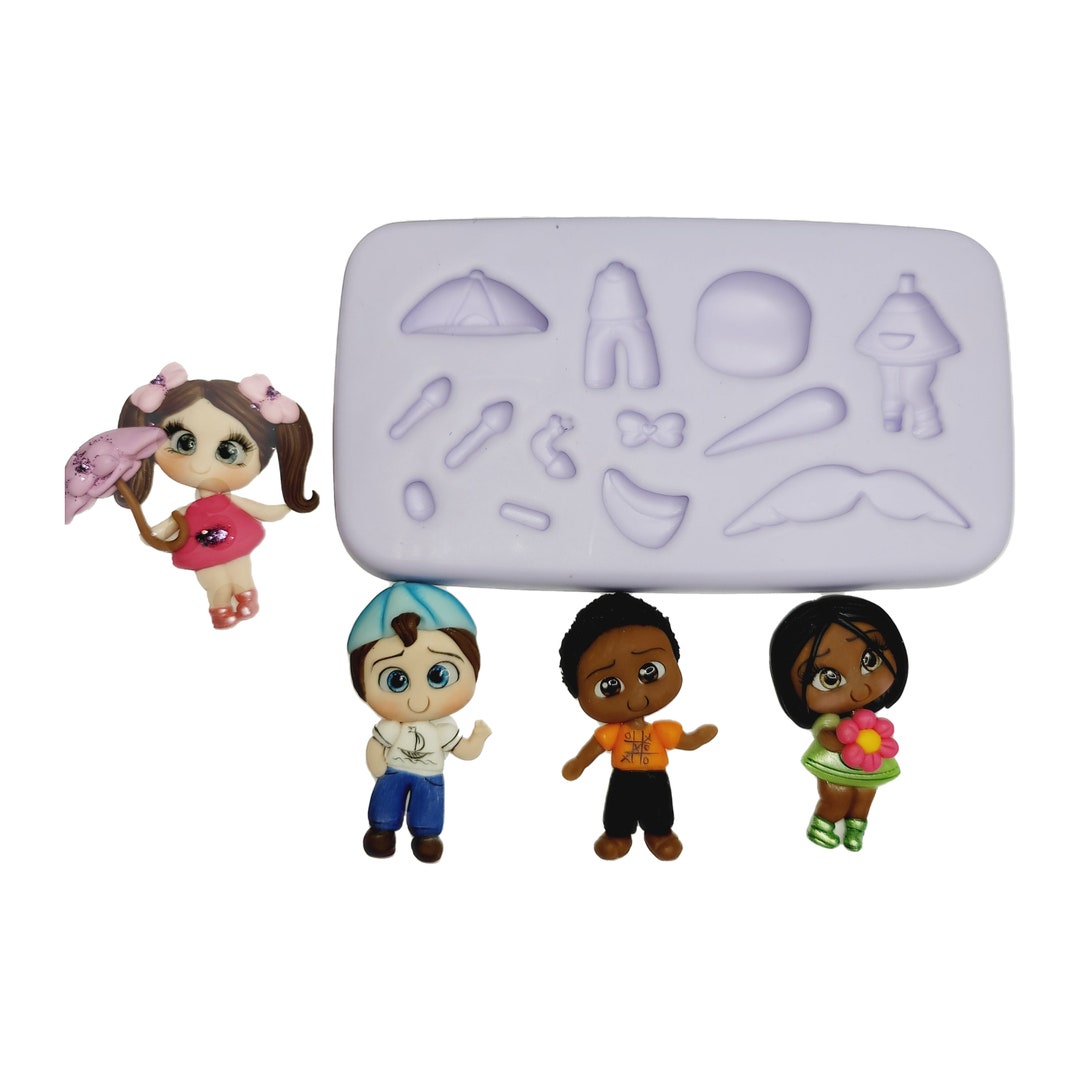 Flor NY Adorable Mascots Silicone Mold FNY 01 for Clay Dolls Making ...