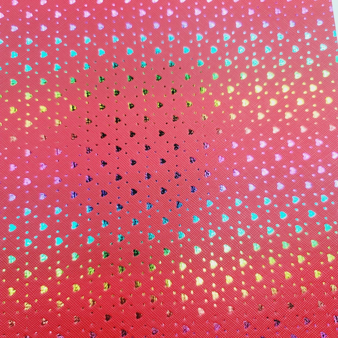STORE CLOSING SALE - Punch Leather Hearts - Hot Pink Rainbow Faux ...