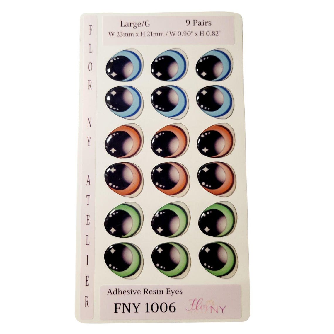 STORE CLOSING SALE Adhesive Resin Eyes Fny 1006 - Large/g - 9 Pairs - W ...