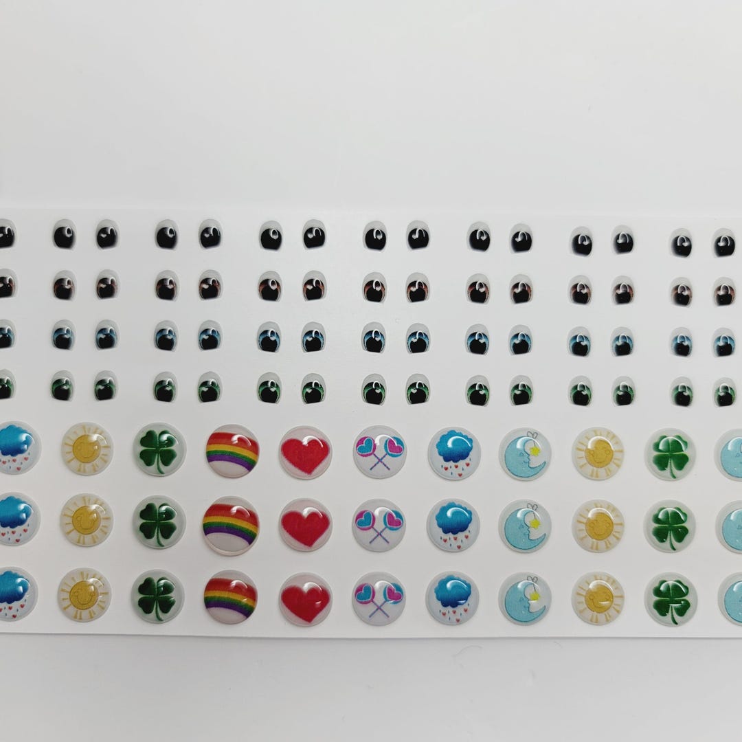 Adhesive Resin Eyes and Stickers for Clays Multicolor STY Love Bear PP ...