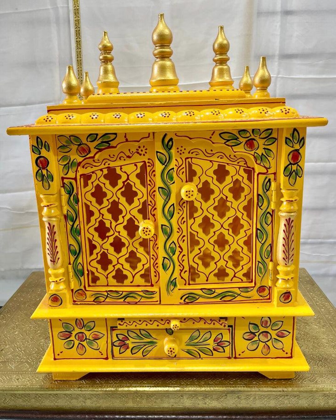 18”x12”x24” Handcrafted Gold Wooden Temple Mandir| Pooja Mandir With ...