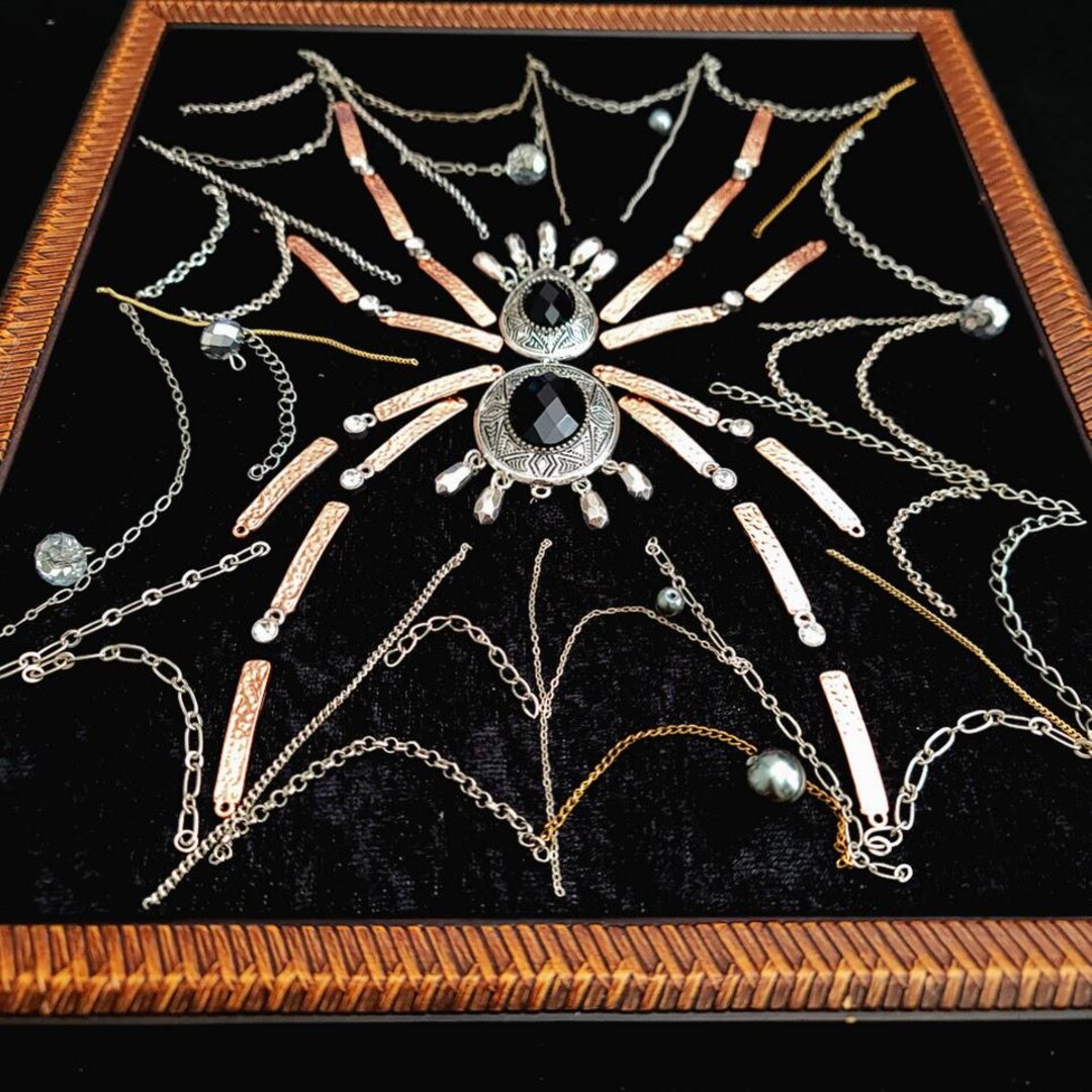 Vintage Halloween Spider Web Wall Art: Jeweled Spider Collage - Etsy